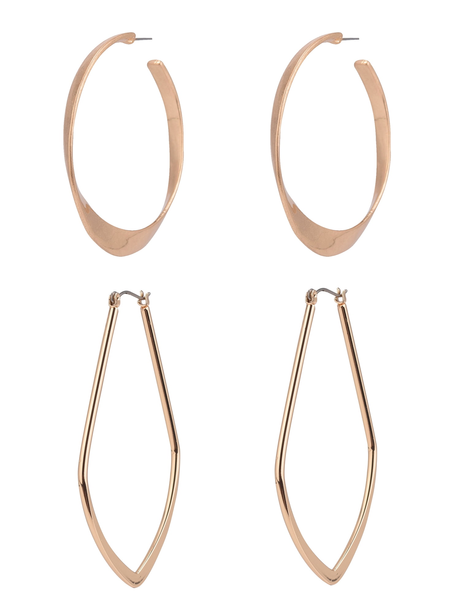 The Pioneer Woman Gold Abstract Duo Hoop Earrings - Walmart.com