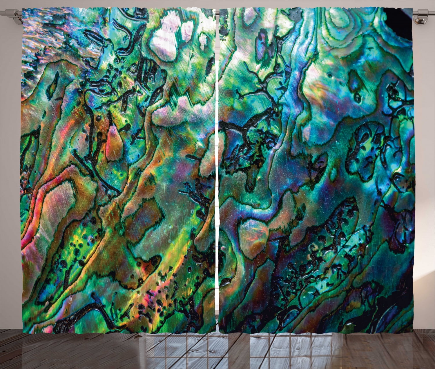 Shell Curtains 2 Panels Set, Haliotis of a Seashell Macro Photo ...