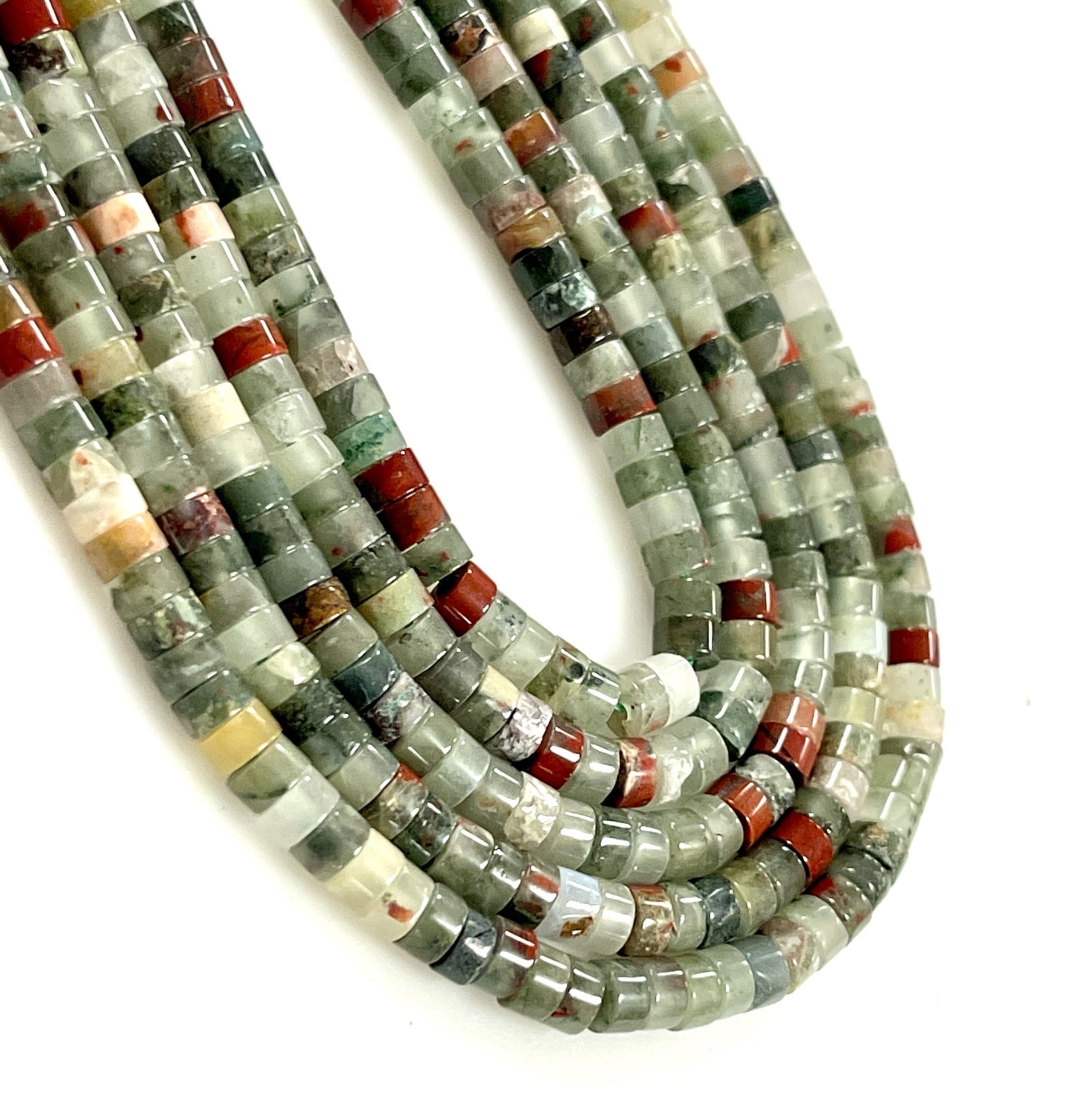 Bloodstone Natural Gemstone Heishi Disc Tyre Shape Beads Strand Size ...