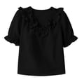 Blouses For Women Summer Short Sleeve Ruffle Trim Casual Relaxed Cruise ...