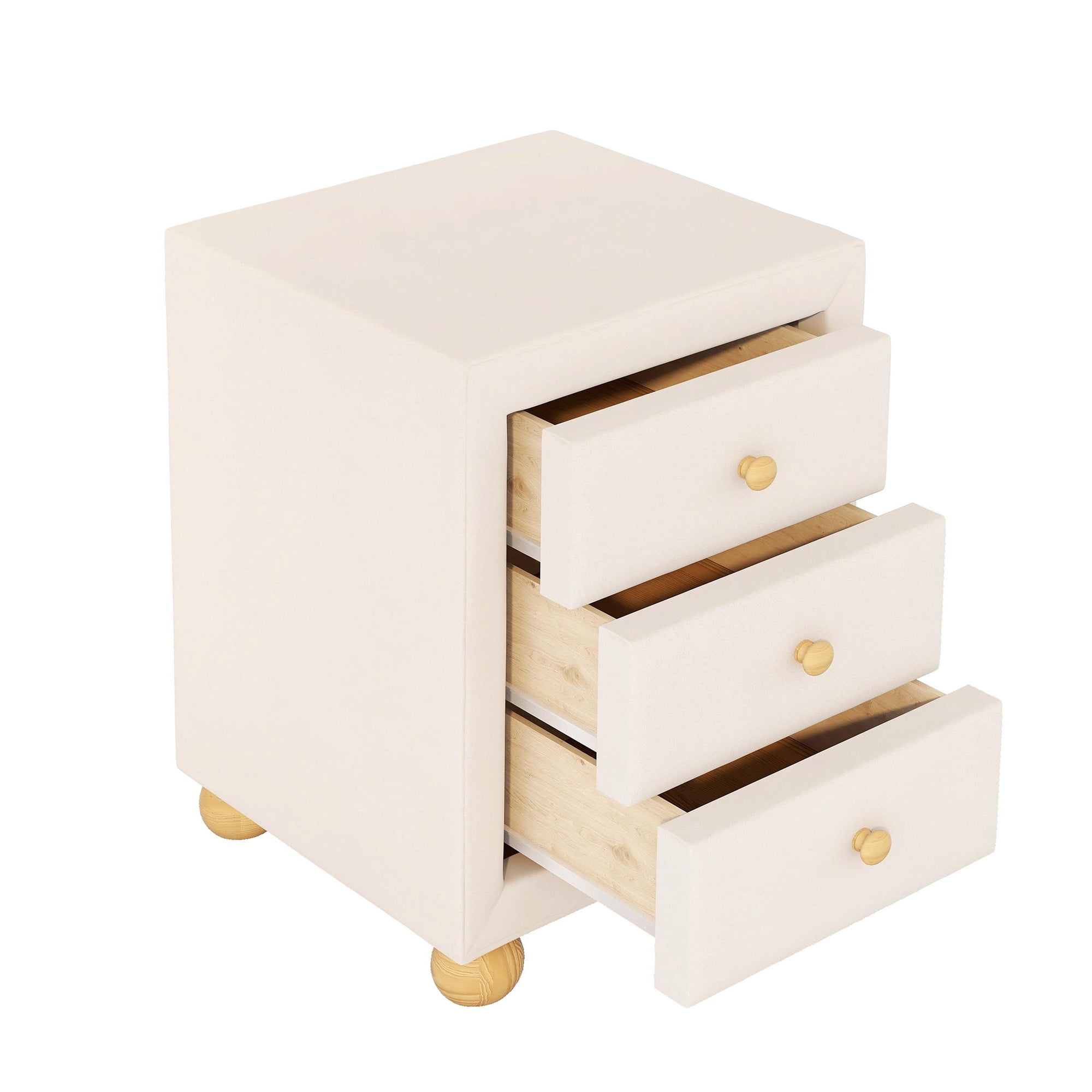 Paproos Nightstand with Drawers, Modern Upholstered Bedside Table for ...