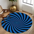 Blue Vortex 6FT Round Area Rugs for Living Room Abstract Navy Blue ...