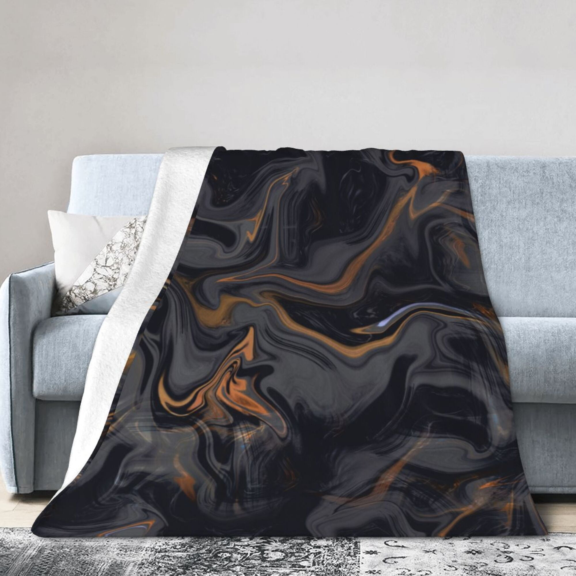 ZICANCN Dark Liquid Texture Anti-Pilling Flannel Bed Throw Blankets ...