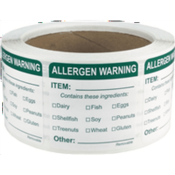 General Food Allergen Allergy Warning Removable Stickers, 2 Inches ...