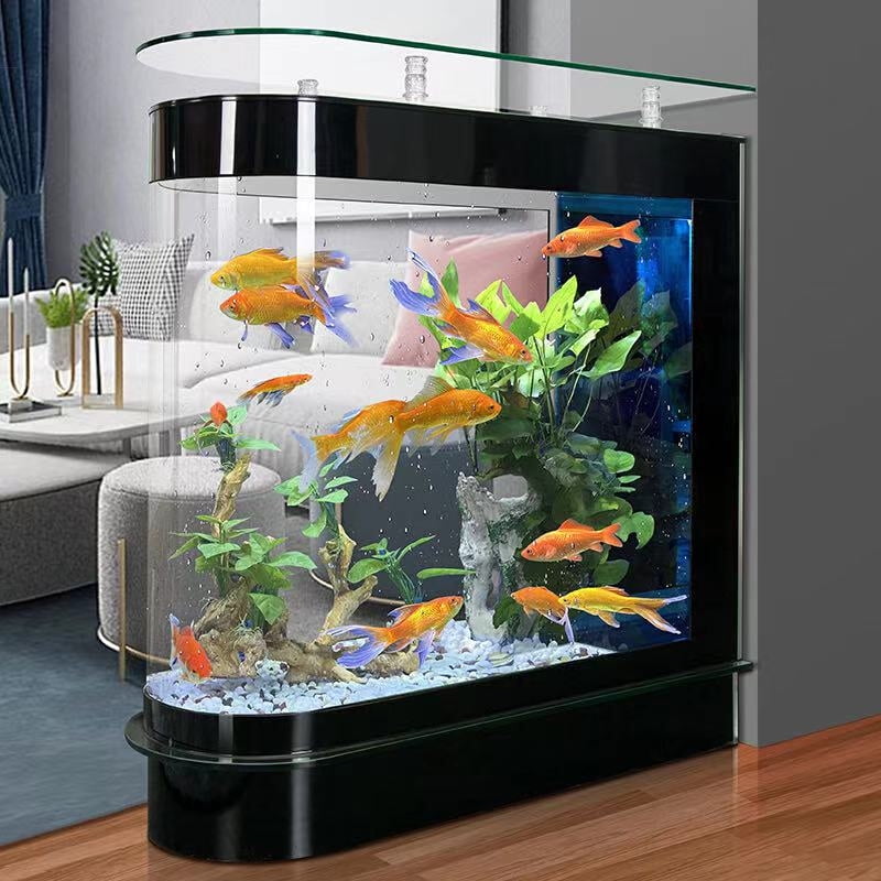 Black Luxury Large Fish Tank 125Gal LED Aquarium Kit Upright Fish Tank