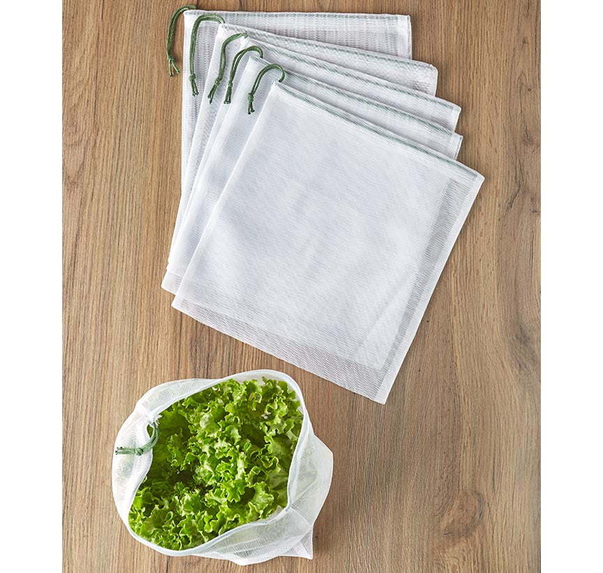 Mesh Produce Bags with Drawstrings for Food Storage - Set of 6 ...