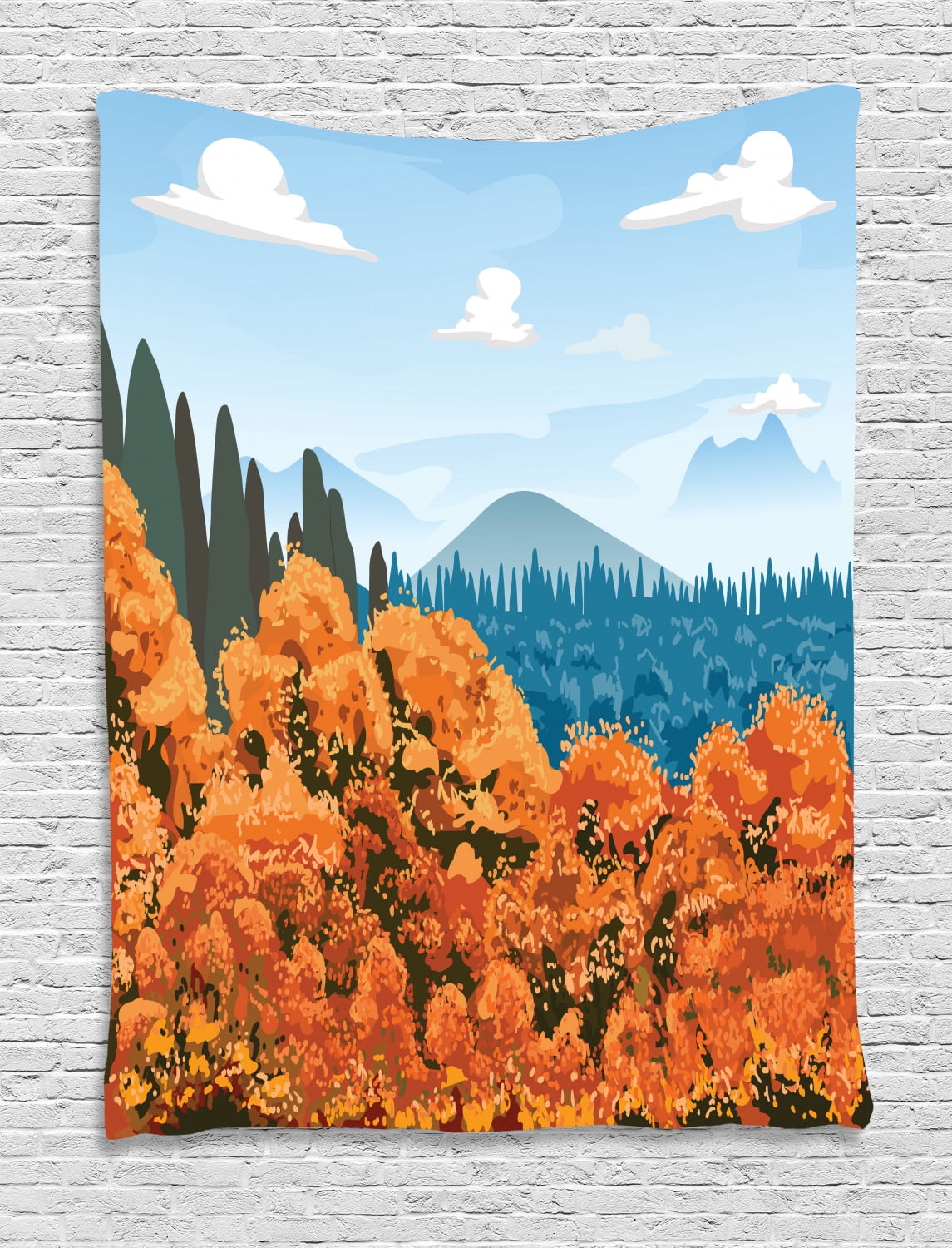 Forest Tapestry, Artistic Display of Backwoods with Open Sky Mountains ...