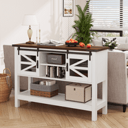 Ktaxon 3-Tier Wooden Console Table, 3 Drawers, Shelves, Retro Gray ...