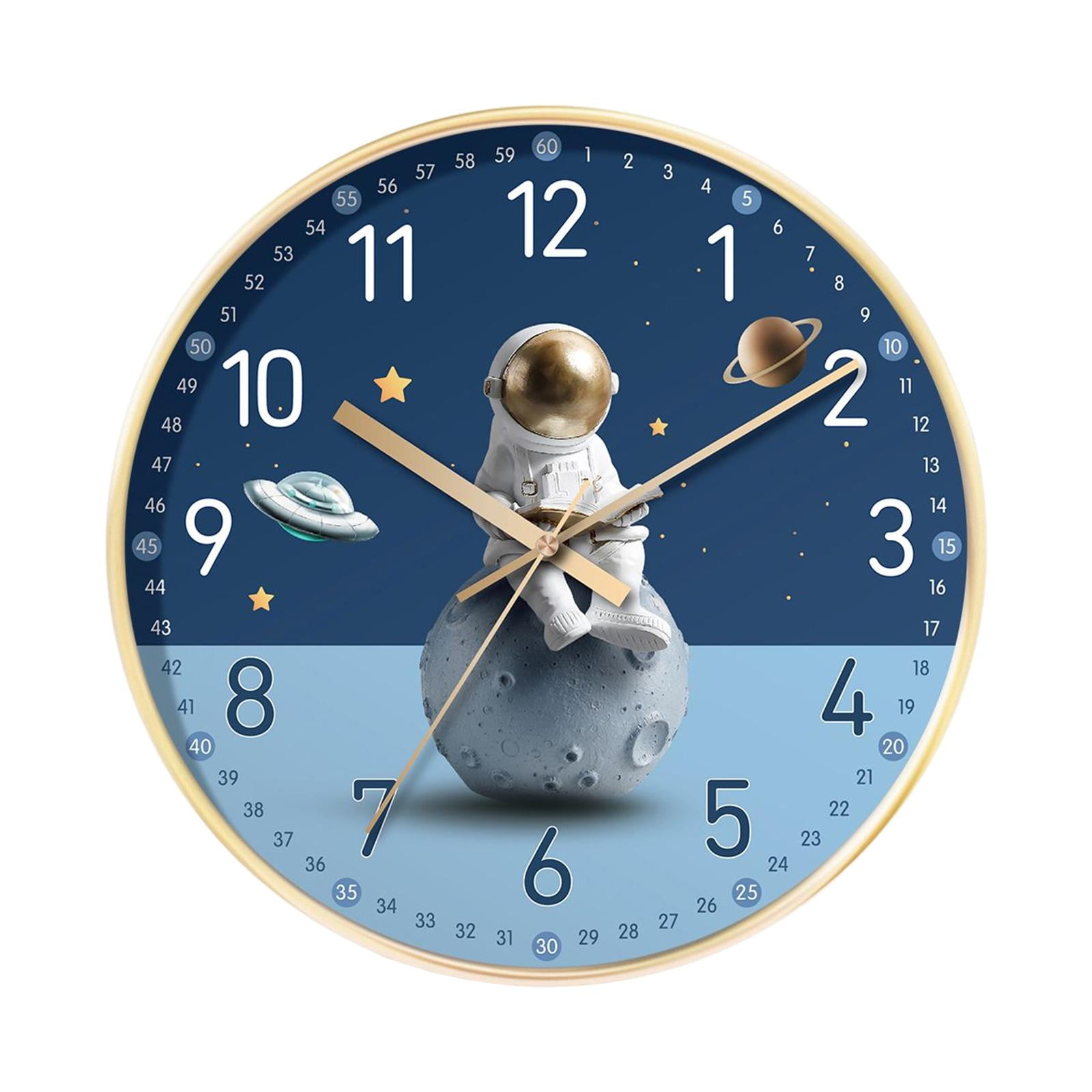 Creative Astronaut Wall Clock Space Travel Style Analog Cartoon 8 Inch ...