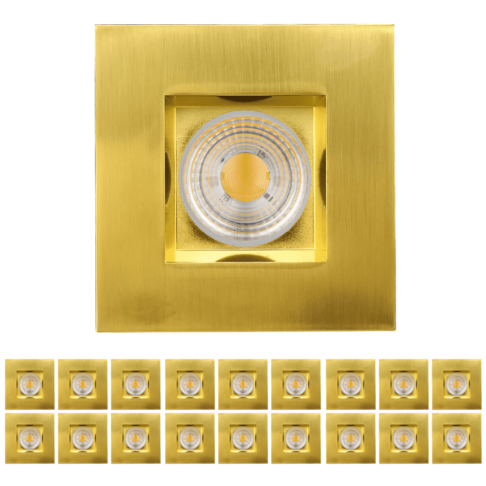 Perlglow 18 Pack 4 inch Square Brushed Brass Downlight Luminaire, High ...