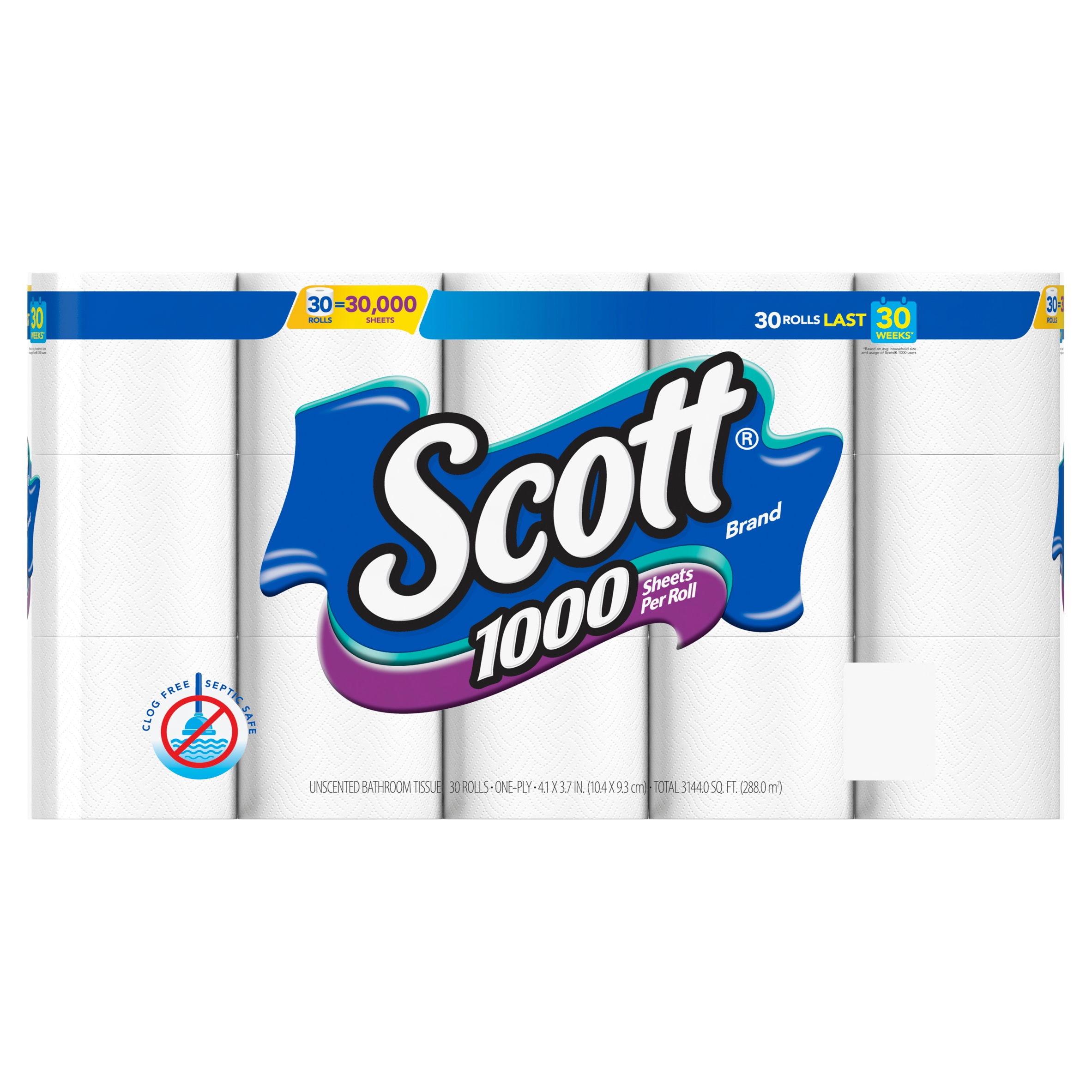 Buy Scott 1000 Sheets Per Roll Toilet Paper 30 Rolls Bath Tissue 30 