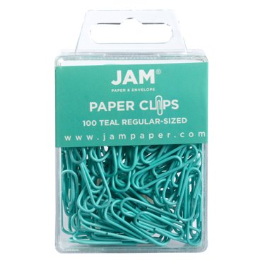 JAM Paper Jumbo Paper Clips, Teal Blue, 1 inch, 75/Pack - Walmart.com