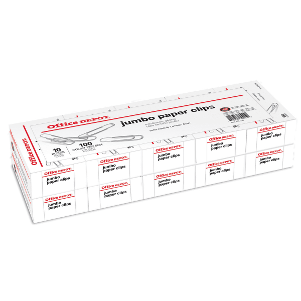 Office Depot® Brand Paper Clips, Jumbo, Silver, 100 Clips Per Box, Pack ...