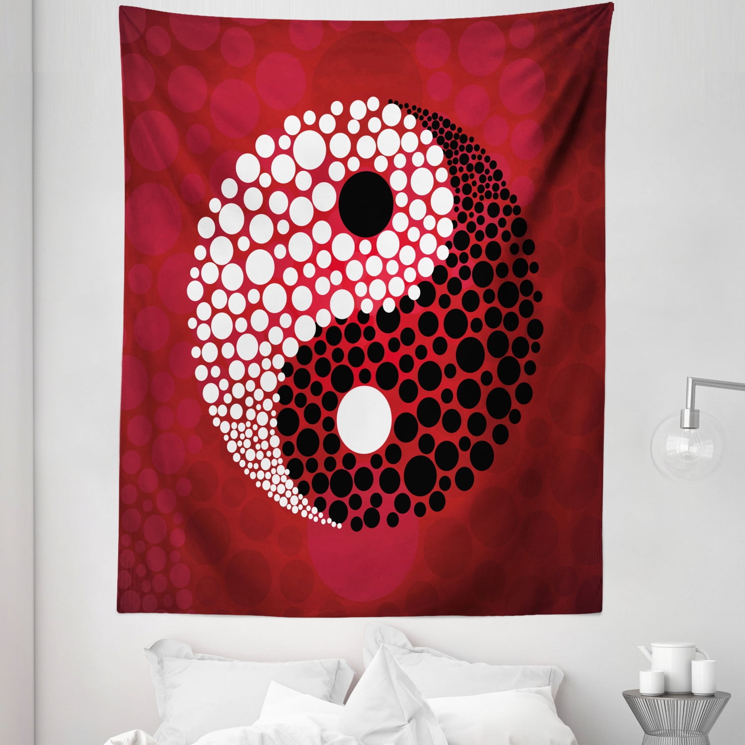 Ying Yang Tapestry, Abstract Graphic Design Yin Yang Circle Black and ...