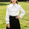 BFHHYA Girls Ruffle Doll Collar Blouses Long Sleeve Button Down Shirt ...