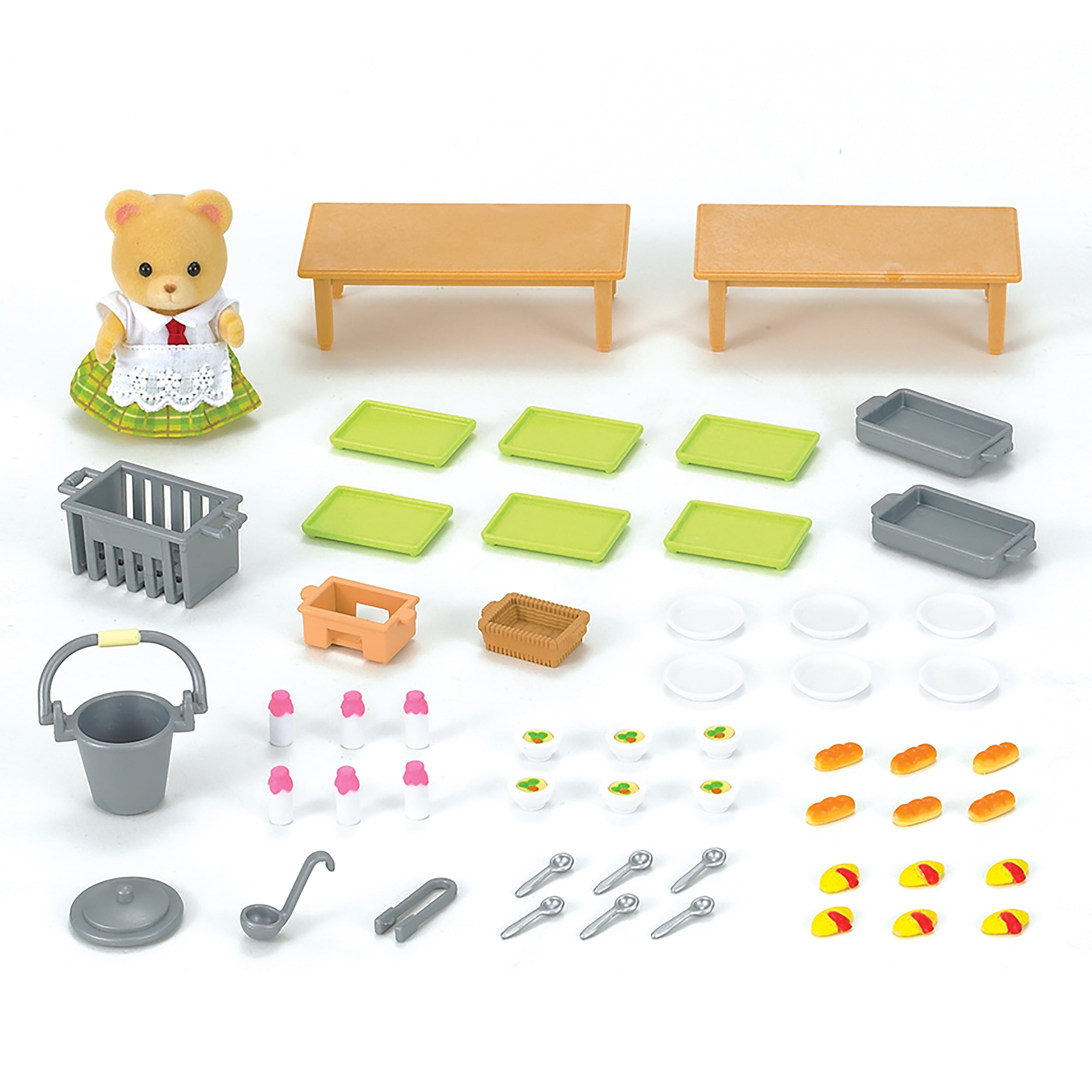 Calico Critters School Lunch Set, Dollhouse Playset with Figure and ...