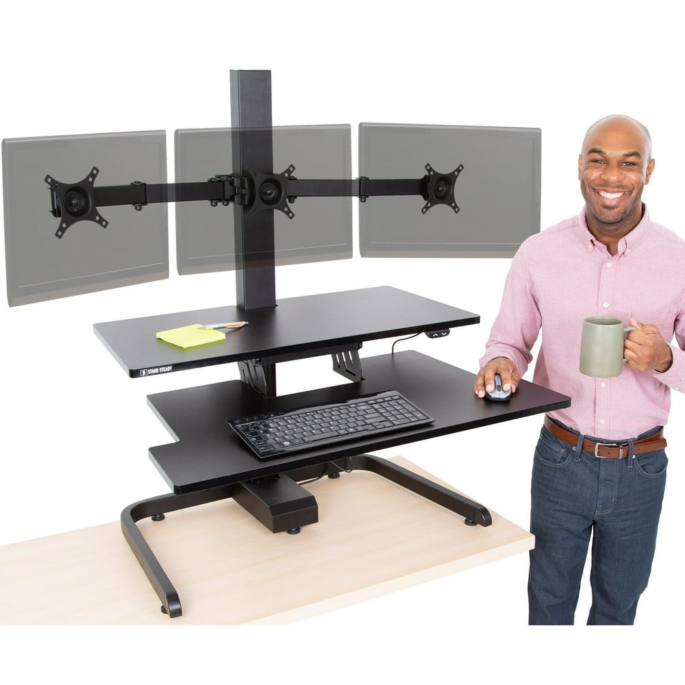 Stand Steady Techtonic | Electric 3 Arm Monitor Mount Standing Desk ...