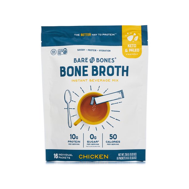 Bare Bones Instant Bone Broth 16 x 0.53 oz Chicken - Walmart.com