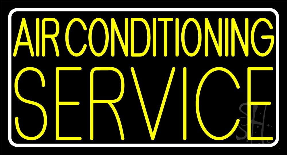 Yellow Air Conditioning Service Block LED Neon Sign 13 x 24 - inches ...