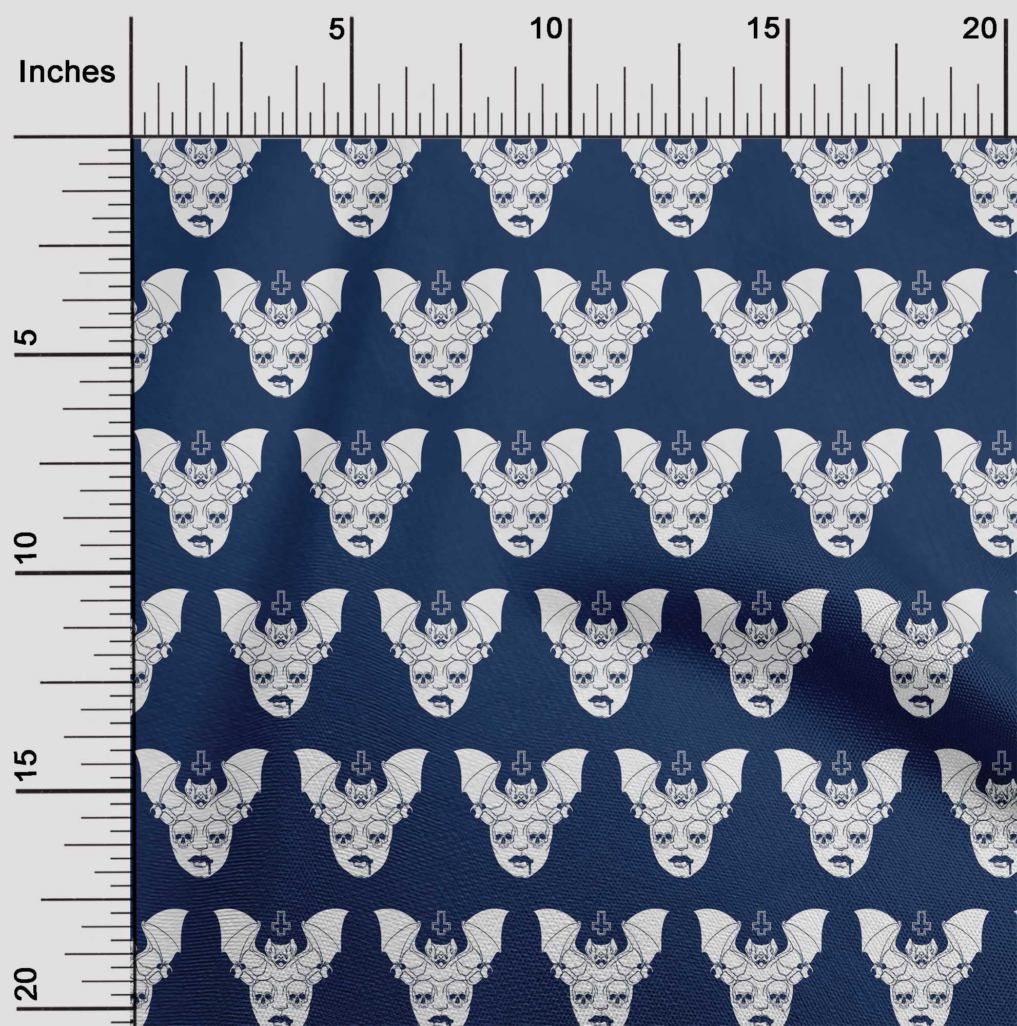 oneOone Viscose Jersey Navy Blue Fabric Plus Sign|Bat & Skull Halloween ...