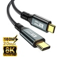 PD100W USB 3.2 20Gbps 3 Functional Data Cable USB C To Type C Cable 8K ...