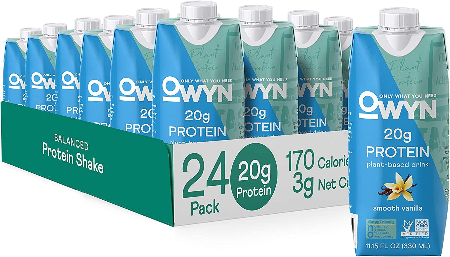 OWYN Plant Based Nutrition Drink, Smooth Vanilla, 20g Protein, 11.15 oz ...