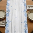 Blue Floral Pastoral Burlap Cotton Table Runner 13x90 Inches Long ...