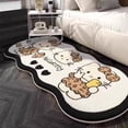 4 Styles Cute Cat Character Bedside Rug, Pink Leopard Print Non-Slip ...
