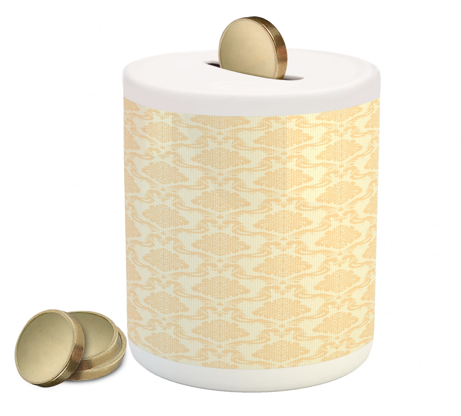 Damask Piggy Bank, Classical Floral Motifs in Pastel Colors Vintage ...