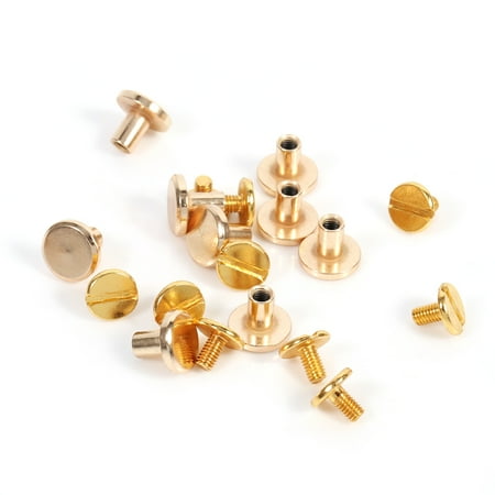 Qiilu 10sets 5/6.5/8mm Solid Brass Button Stud Screw Nail Screwback for Leather Rivet Belt DIY ...