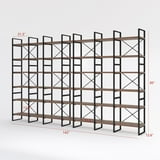 142" Width Antique Walnut Library Bookshelves - Walmart.com