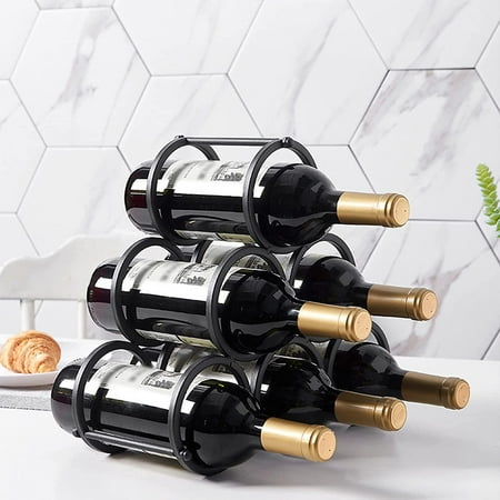 MCDSAJ 6 Bottles Metal Wine Rack,Modern Black Freestanding Metal Wine ...