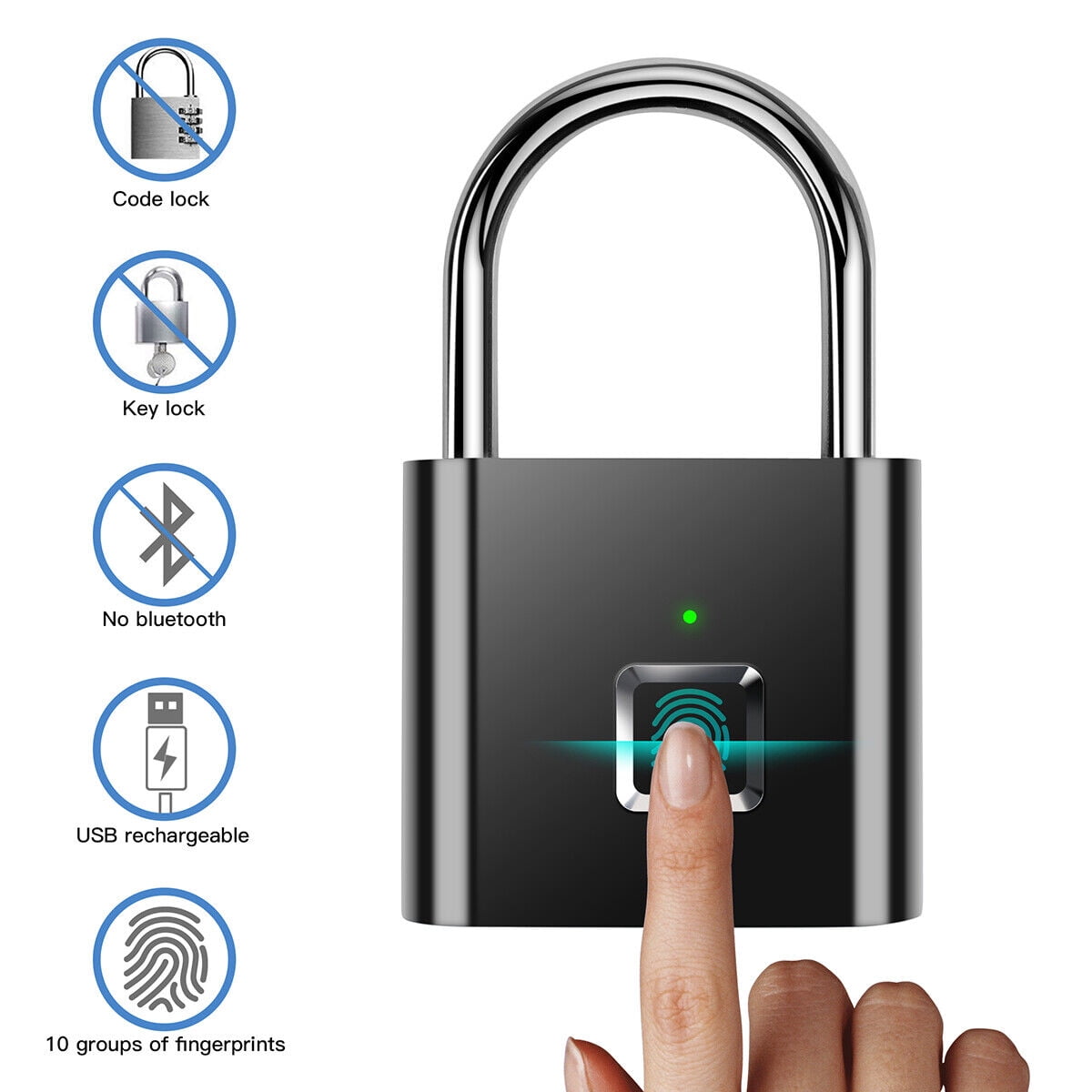 Smart Rechargeable Fingerprint Padlock: Keyless Anti-theft Security for ...