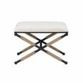 Linon 24x18x18 in. Ashburn Campaign Accent Stool, Linen Upholstered ...