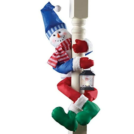 Collections Etc Festive Holiday Snowman Porch Railing or Tree Hugger ...