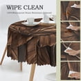 Bronze Leaf Sculpture In Circular Frame Round Tablecloth Waterproof Oil ...