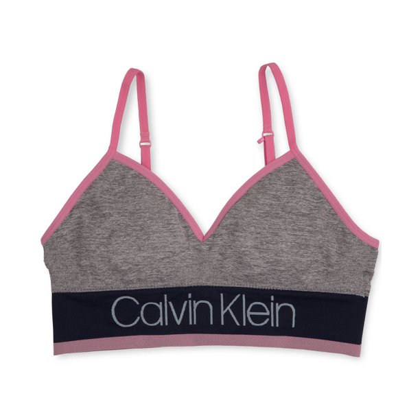 Calvin Klein Big Girls' Seamfree Long Line Bralette, ck Stripe Logo ...