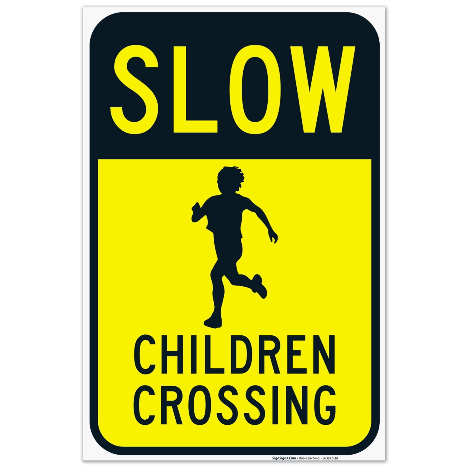Slow Children Crossing Sign, Traffic Sign, 24x36 Corrugated Plastic ...