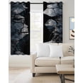 Black Broken Stone Blackout Curtains for Bedroom/Living Room, Thermal ...