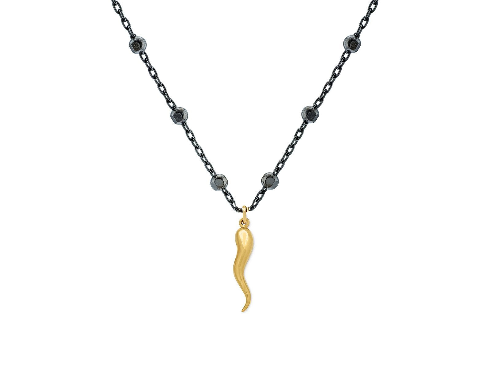 Black Sterling Silver Chain Golden Cornicello Pepper Necklace - Walmart.com