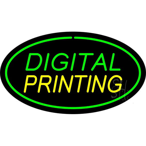 Digital Printing Oval Green LED Neon Sign 13 x 24 - inches, Clear Edge ...