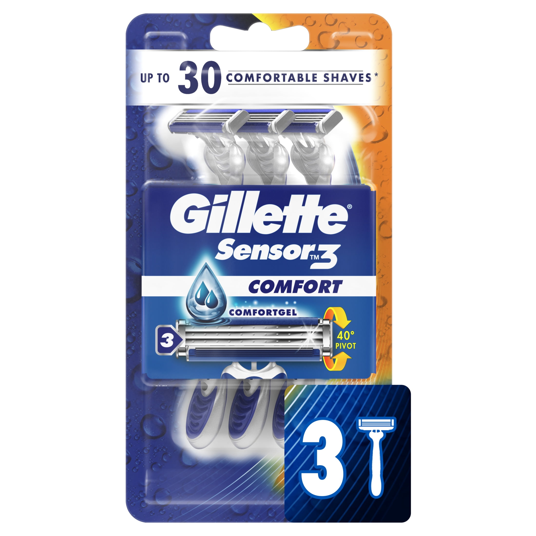 Gillette Sensor3 Comfort Mens Disposable Razors, 3 Count - Walmart.com