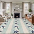Blue Teal Starfish Coastal Area Rug 5x8 Washable Rug Non Slip Nautical ...