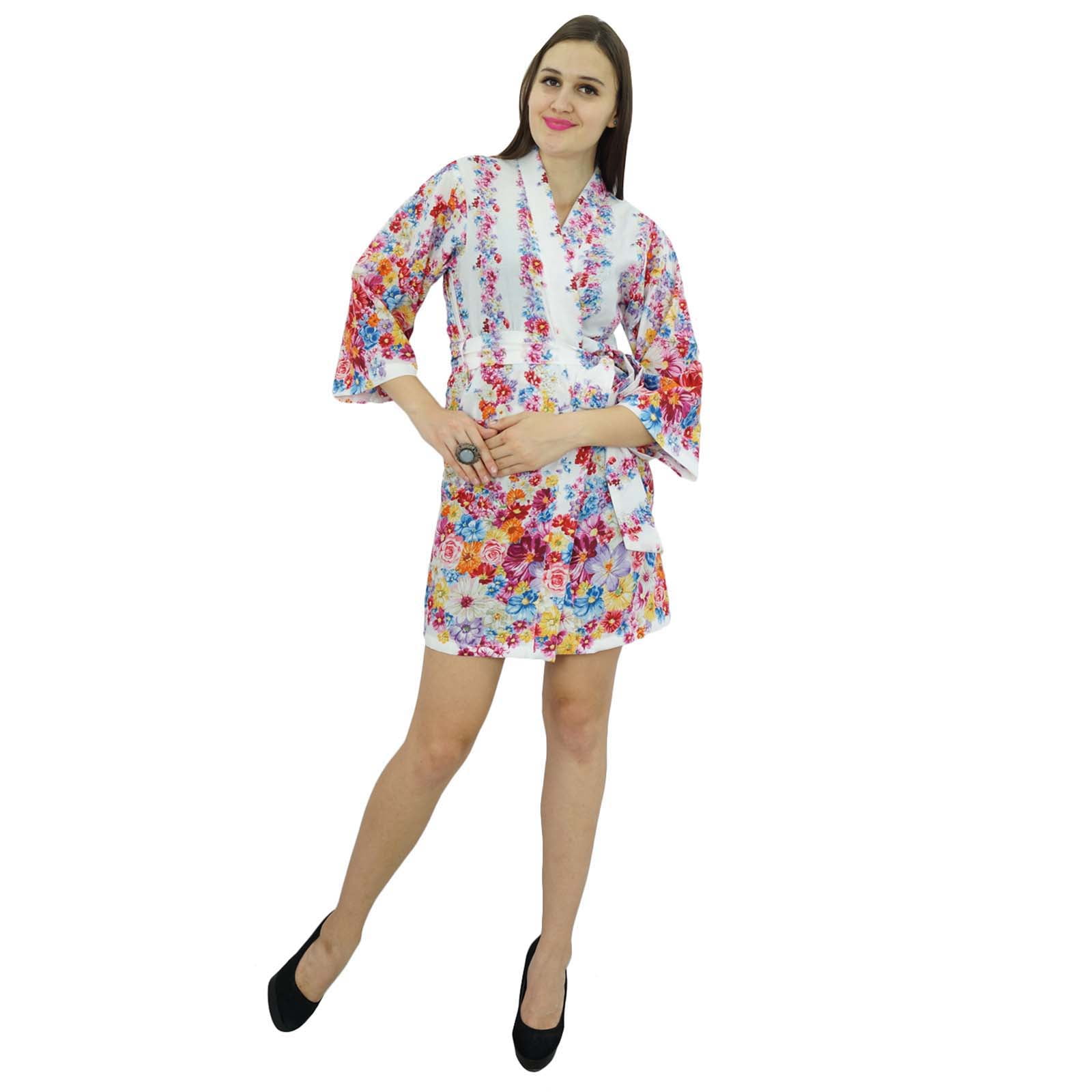 Bimba Women Short Cotton Robe Floral Printed Bridesmaid Getting Ready ...