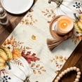 Autumn Pumpkin Table Runner, Orange White Fruits Fall Maple Leaf Floral ...