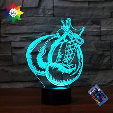 3d Boxing Gloves Night Light 16 Colors Changing Usb Powered Remote ...