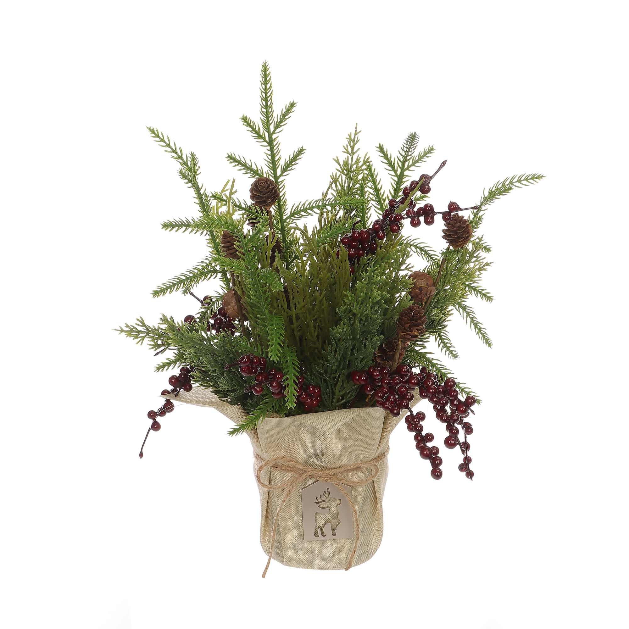 HOLIDAY TIME PL Christmas 14 in Multi Color GT Burlap Wrap Arran Home ...