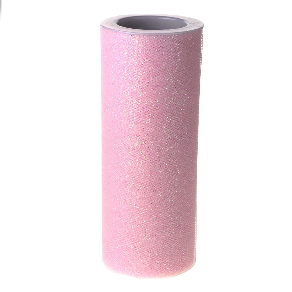 Glitter Tulle Spool Roll, 6-Inch, 10 Yards, Light Pink - Walmart.com