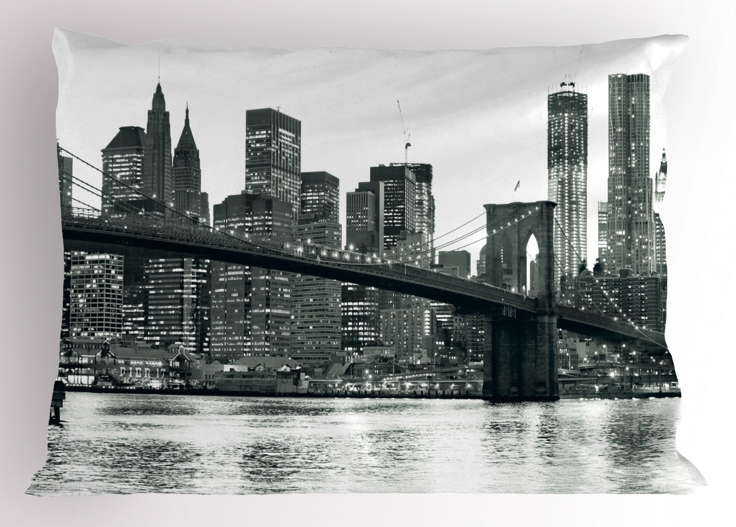 Modern Pillow Sham Brooklyn Bridge Sunset with Manhattan American New ...
