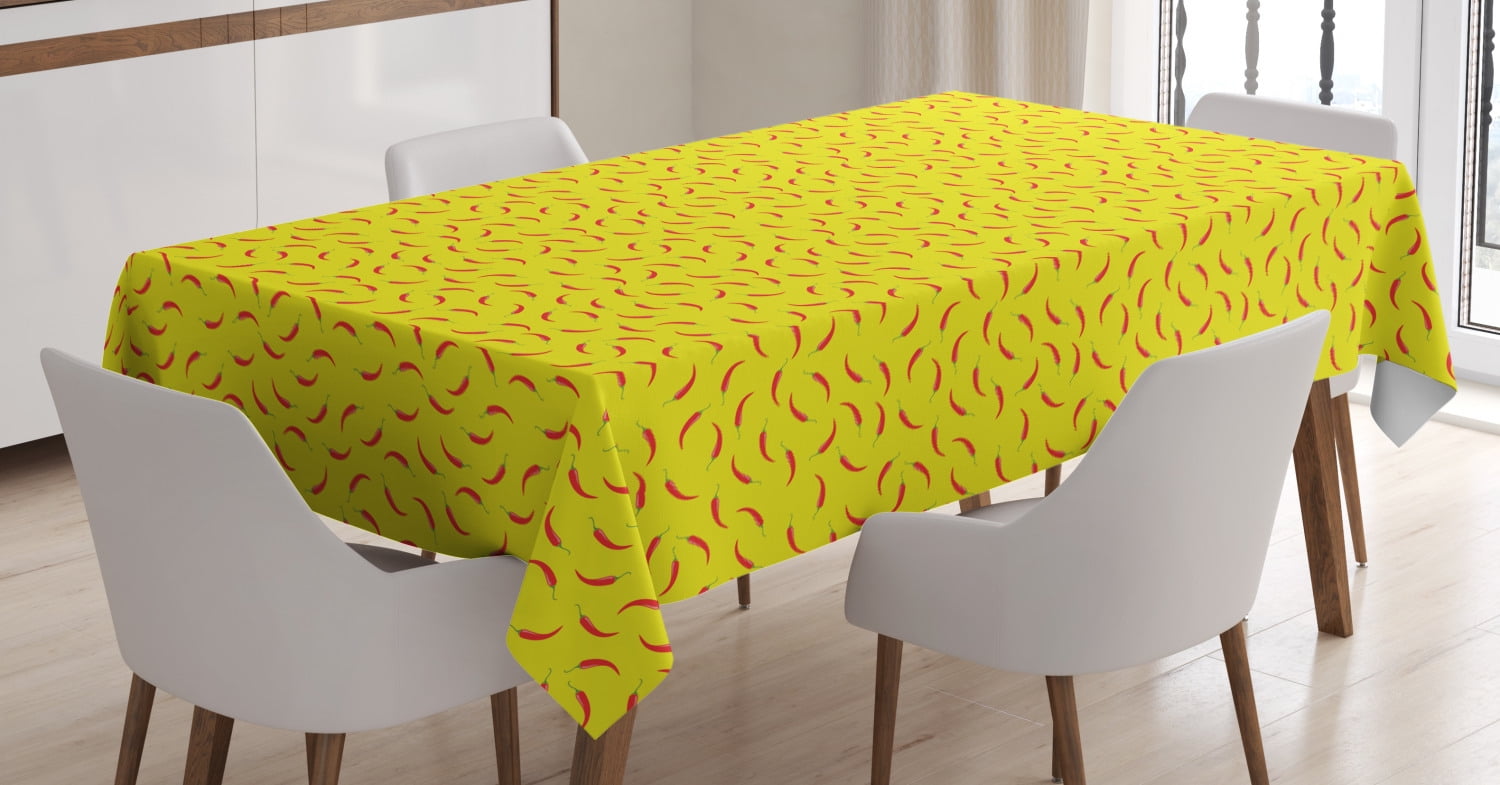 Peppers Tablecloth, Vegetables on Yellow Background Spicy Food ...